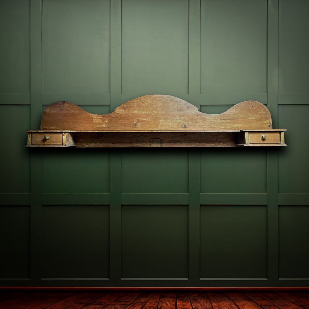 Antique Pine Over-Mantle Shelf with Drawers and Shaped Back ...